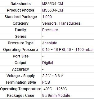 Купить 100% новый intersema ms5534 5534 см модуль датчик давления в интернет-магазине с ...