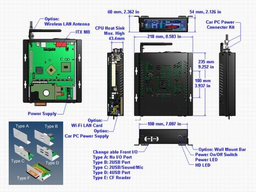Купить корпус Mini Itx с 1 Com порта для ПК автомобиля промышленный ПК