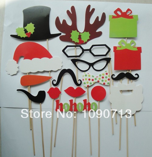 Купить 17pcs/набор рождественских Фото стенд реквизиты очки губы усы на ...