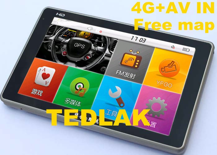 Купить 5-дюймовый GPS-навигации*4G встроенные в+AV-в+FM-передатчик ...