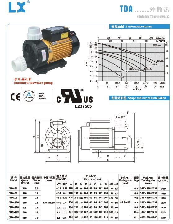 Купить LX Джакузи Ванна насос tda 150 бассейн спа насоса tda150 220v 50 Гц с 1.1kw/1.5hp в ...