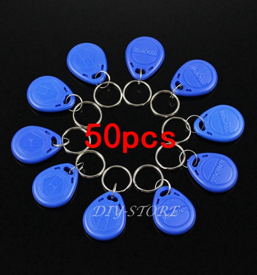 Купить 50pcs/lot blue125khz rfid карт брелков для контроля доступа и ...